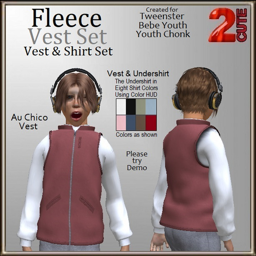 Second Life Marketplace - Fleece Vest Set [2cute] Au Chico